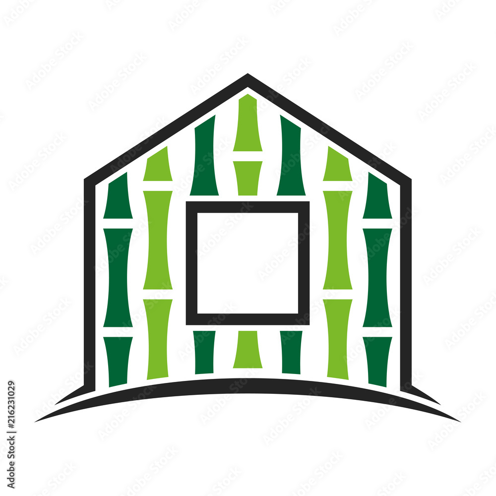 Bamboo House Logo Design Stock Vector | Adobe Stock