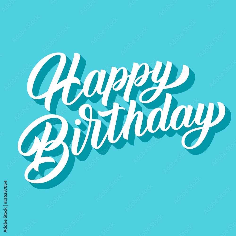 Happy birthday brush hand lettering, handwriting calligraphy, vector ...