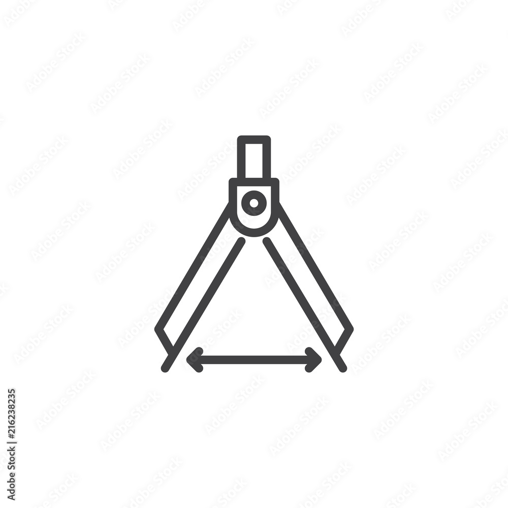 Drawing compass outline icon. linear style sign for mobile concept and ...
