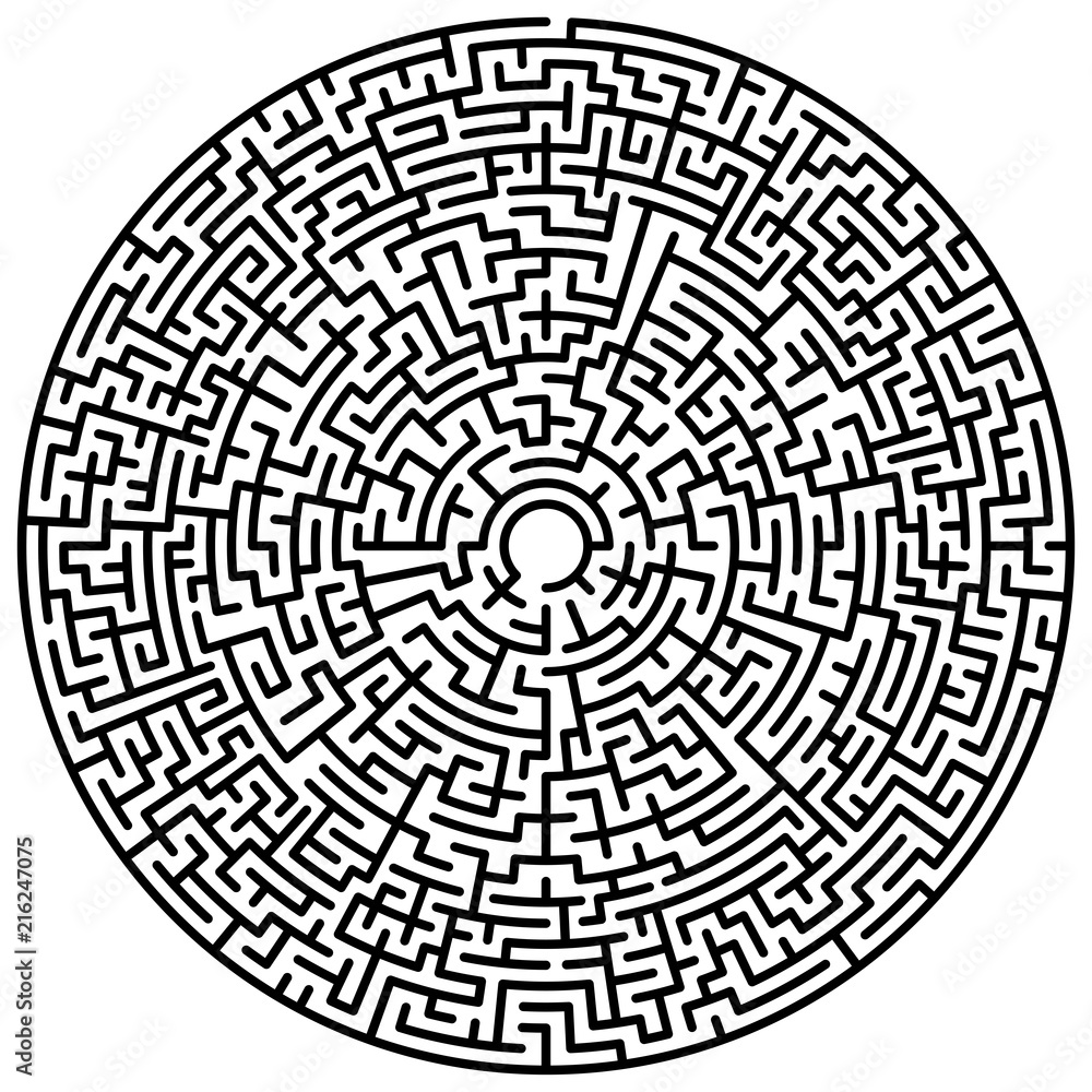 Maze circle. Labyrinth. Maze symbol. Isolated on white background Stock ...