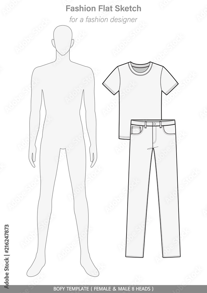 Body template Fashion FLAT SKETCHES technical drawings FEMALE & MALE 8 ...
