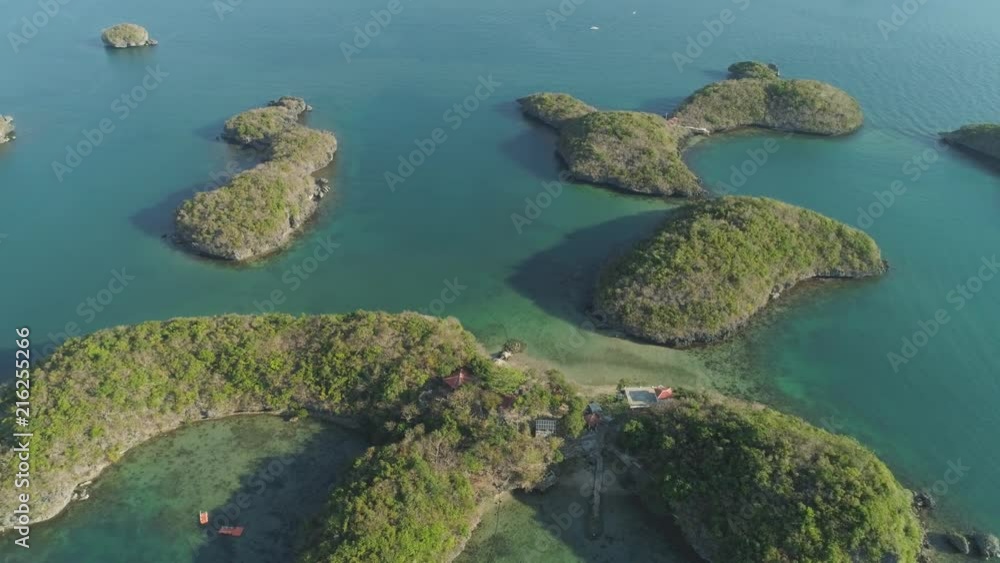 Aerial view of Small islands with beaches and lagoons in Hundred ...