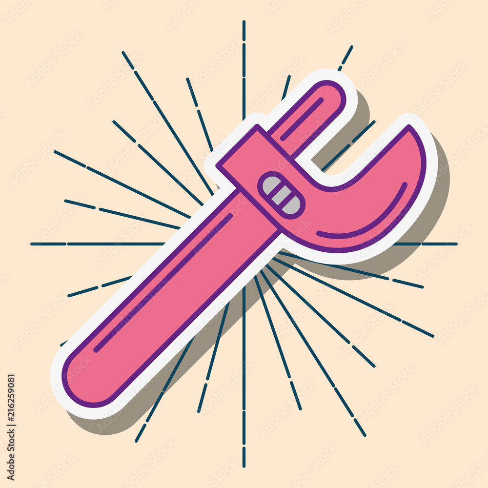Photo & Art Print adjustable wrench tool instrument work cartoon vector ...