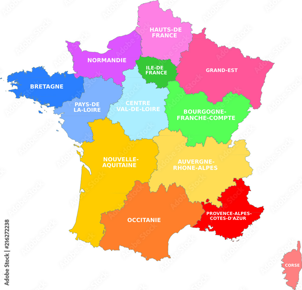 Régions de France Stock Vector | Adobe Stock