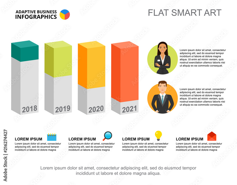 Four years timeline process chart template for presentation. Business ...