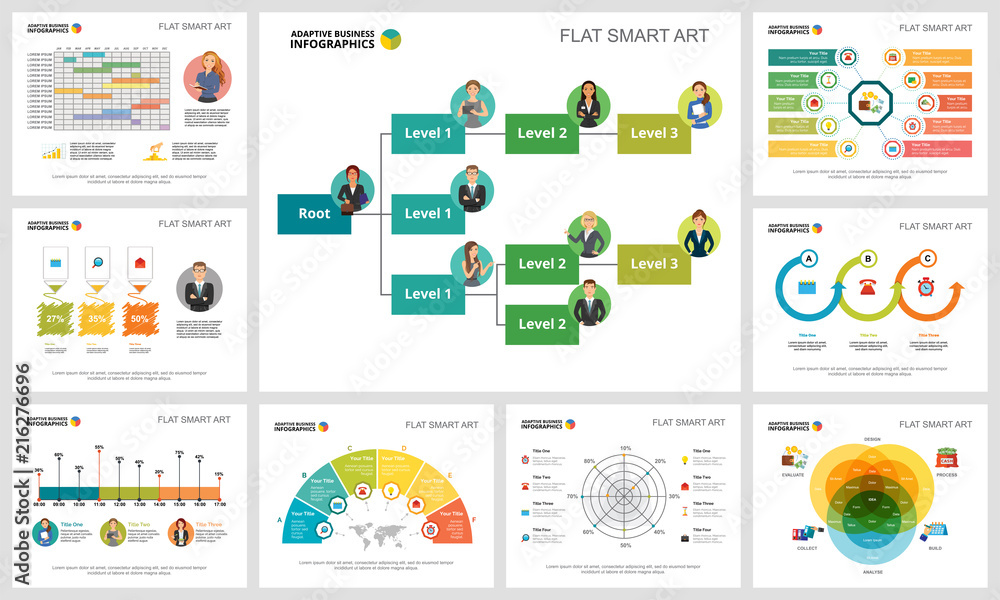 Colorful statistics or economy concept infographic charts set. Business ...