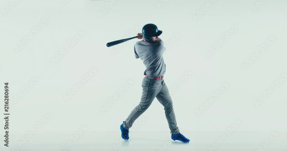 Caucasian professional baseball player batter wearing generic uniform ...