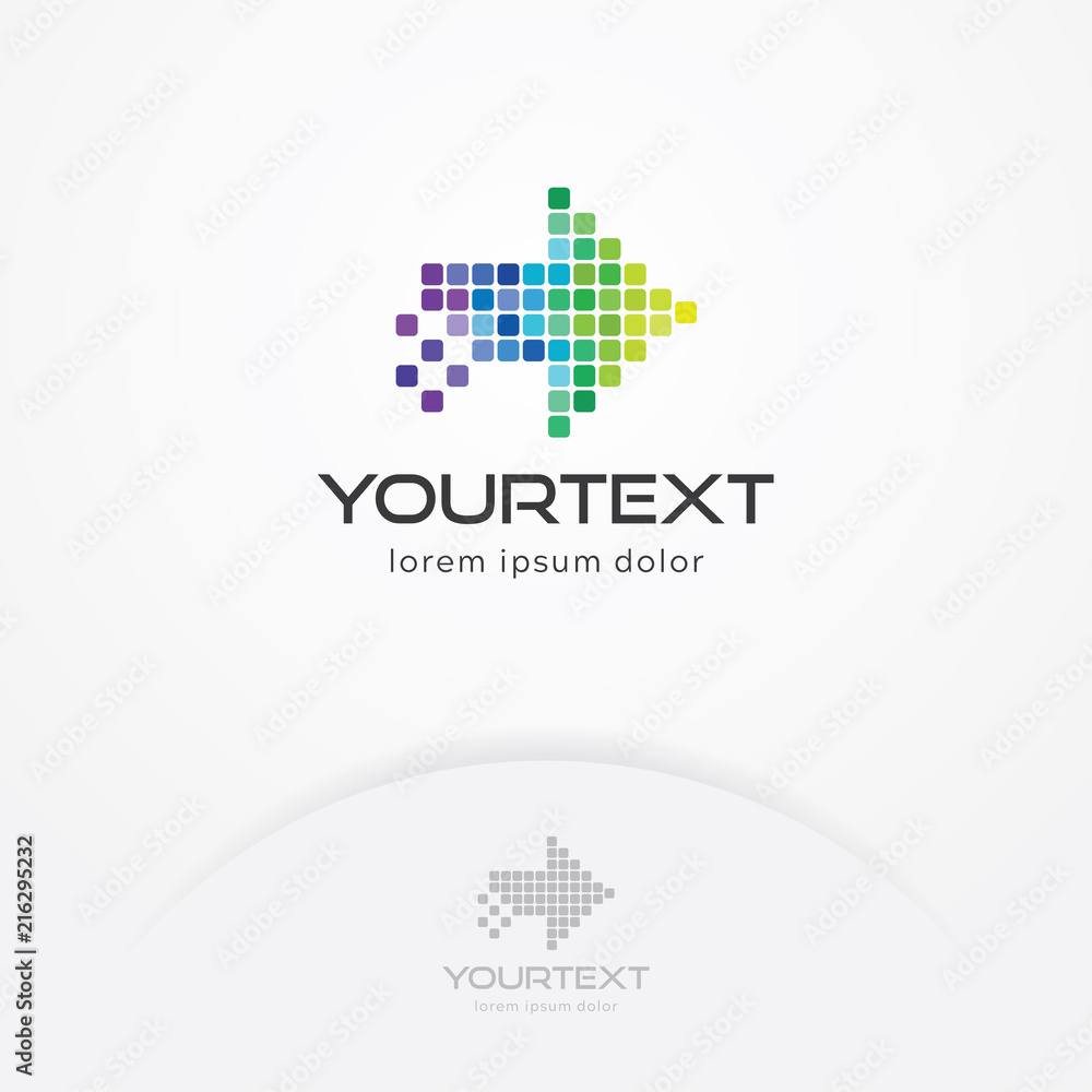 Digital arrow logo. Elegant pixel arrow logo template, Symbol of ...