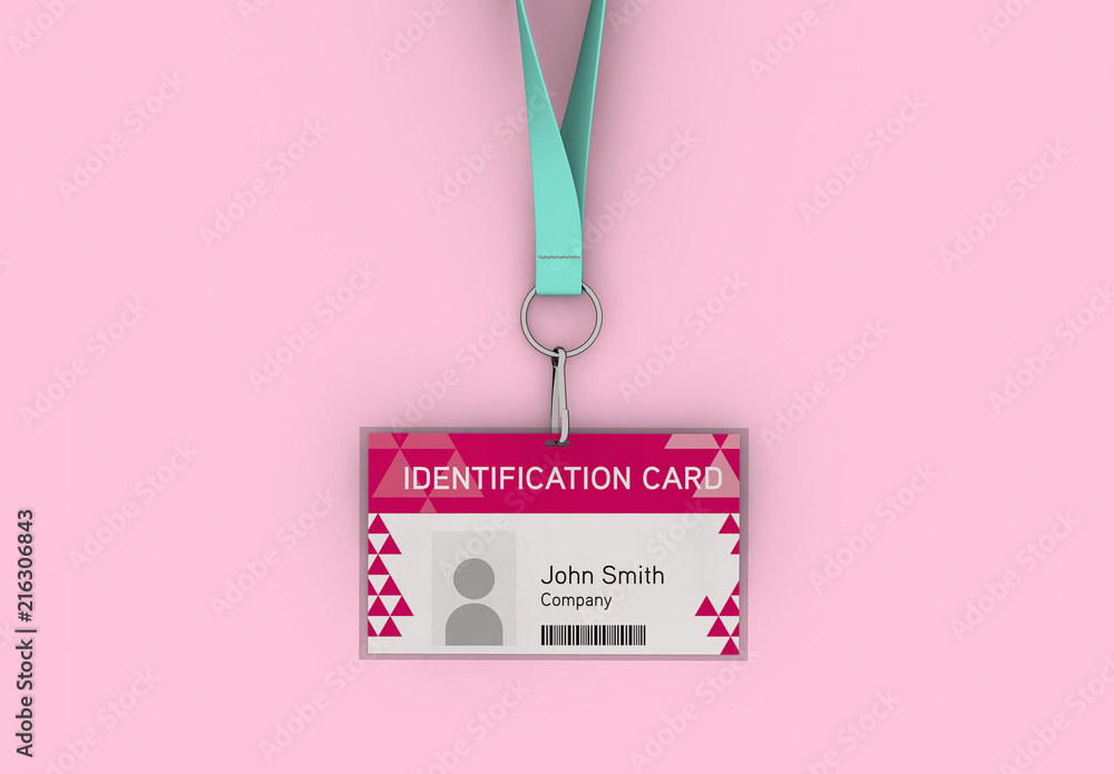ID Badge with Neck Strap Mockup Stock Template | Adobe Stock