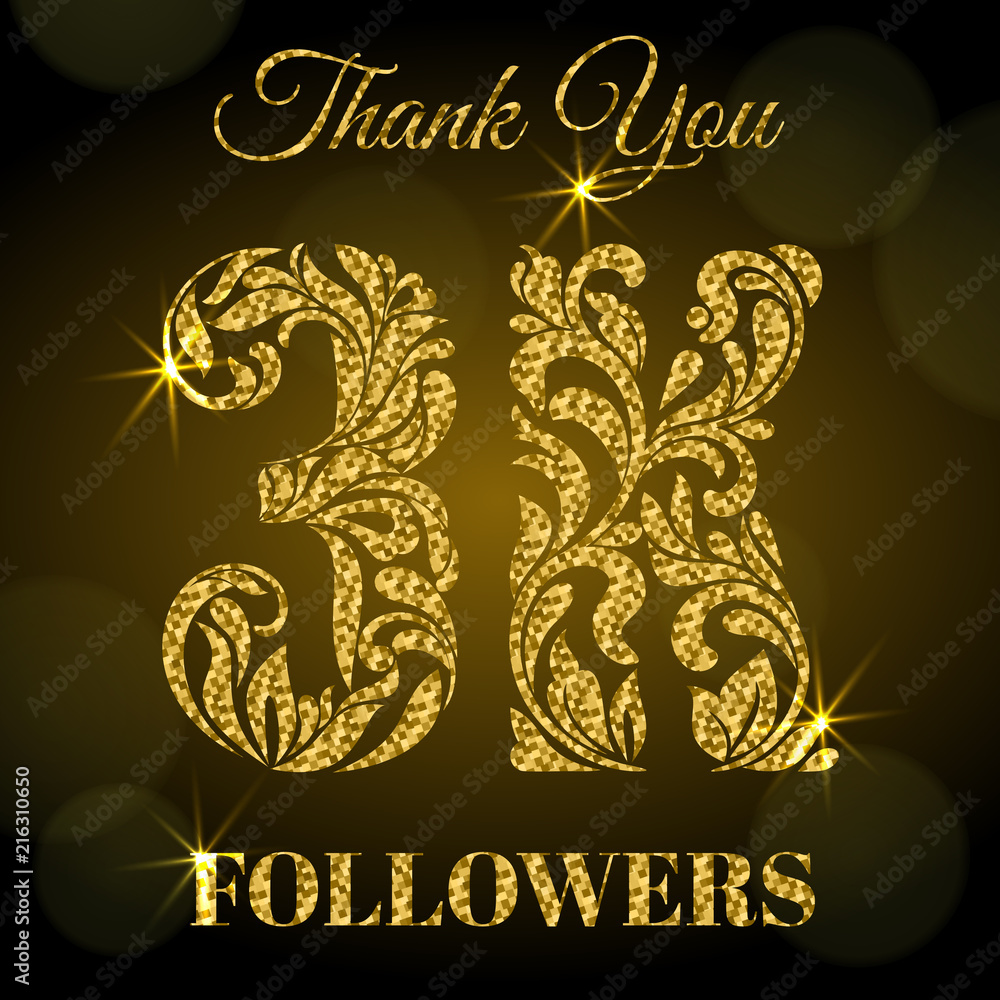3K Followers. Thank you banner. Decorative Font with swirls and floral ...
