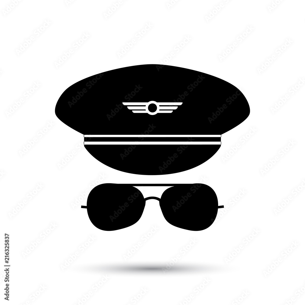 Pilot black icon silhouette Stock Vector | Adobe Stock