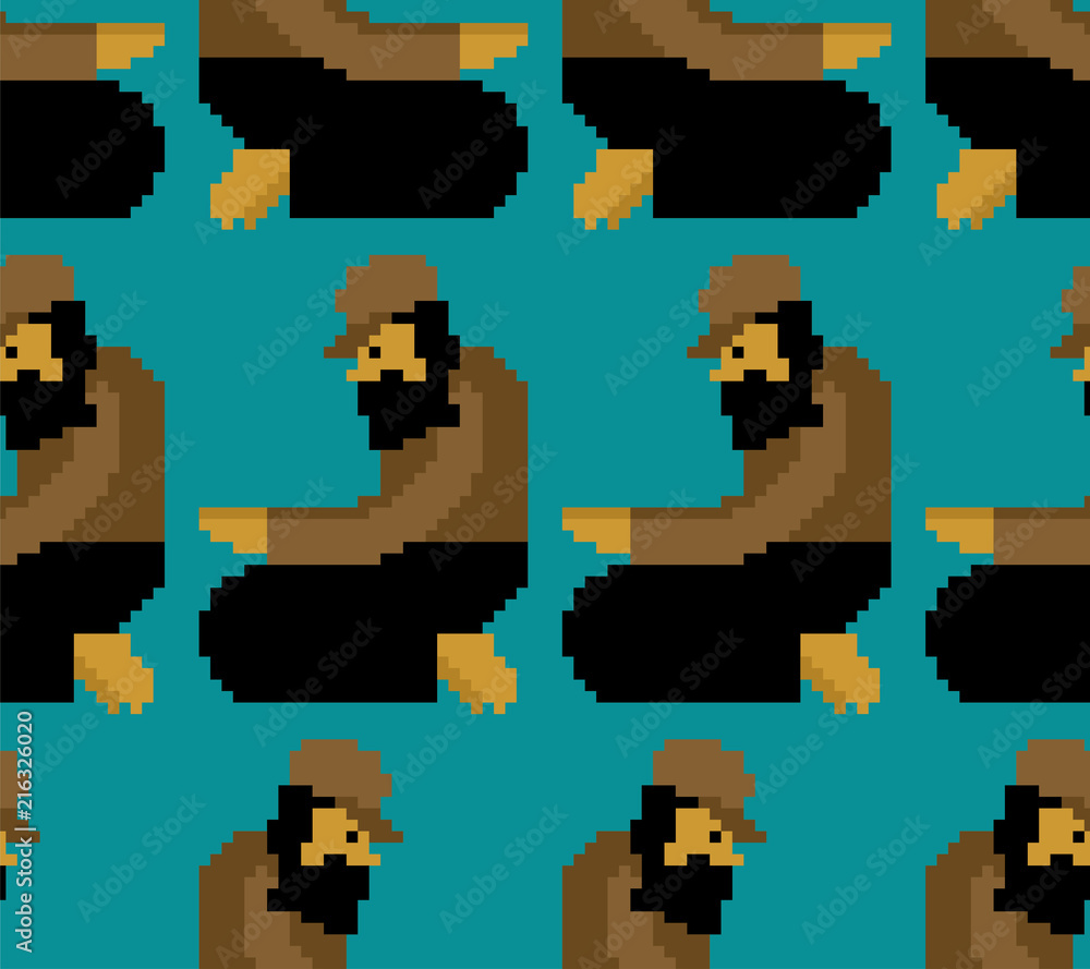 Homeless pixel art pattern. Beggars 8 bit ornament. digital Poor. bum ...