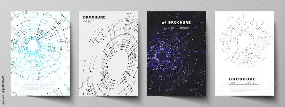 The vector layout of A4 format cover mockups design templates for ...