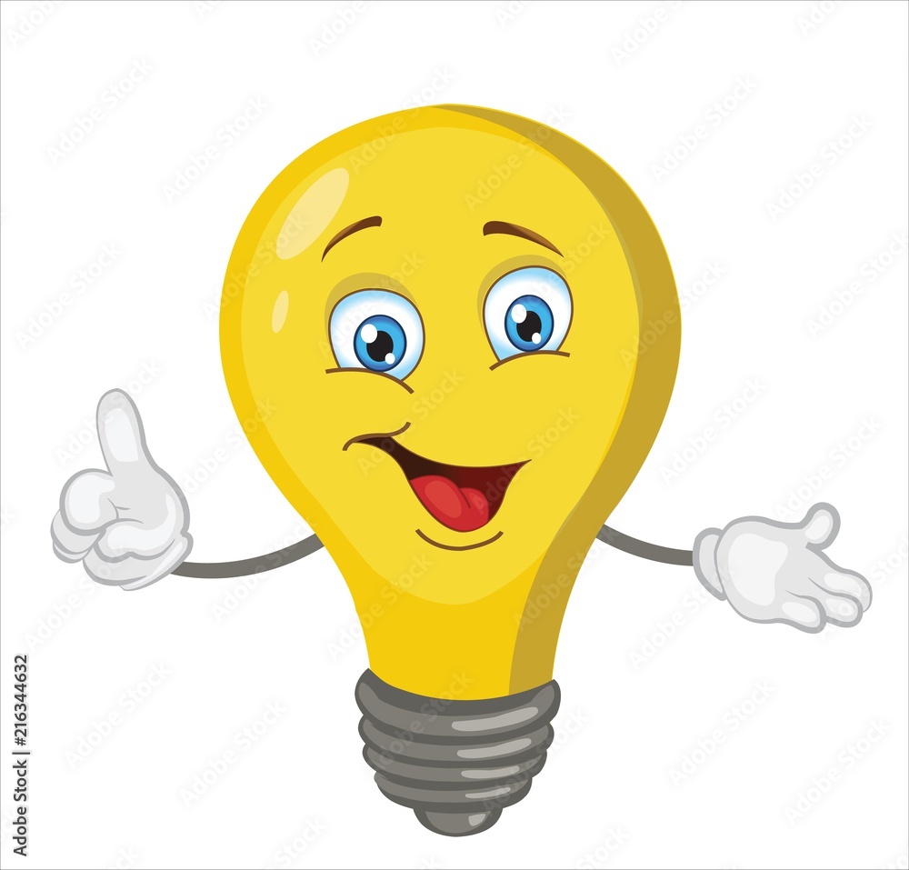 cute light bulb character cartoon Stock Vector | Adobe Stock