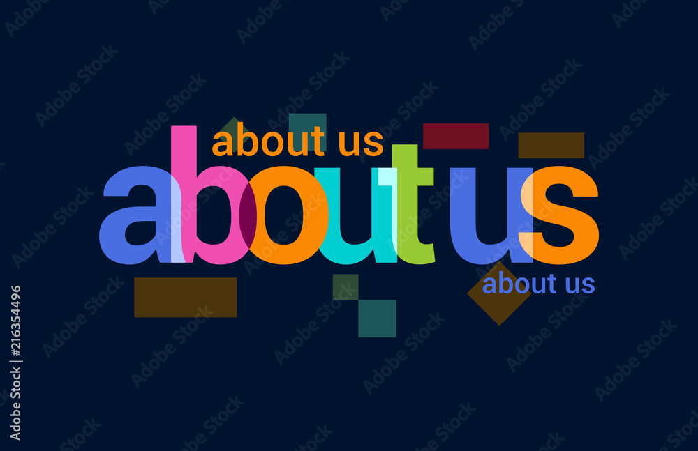 About Us Colorful Overlapping Vector Letter Design Dark Background ...