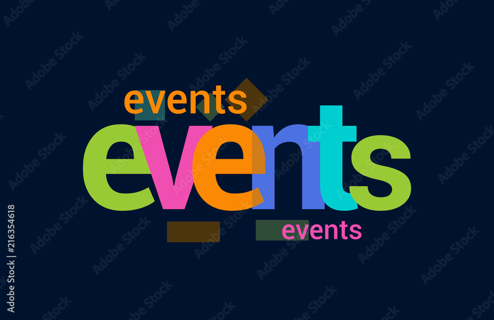 Events Colorful Overlapping Vector Letter Design Dark Background Stock ...