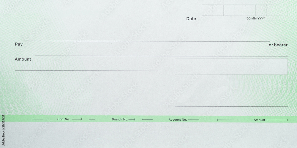 Blank cheque book for your text. Payment by cheque concept. Stock Photo ...