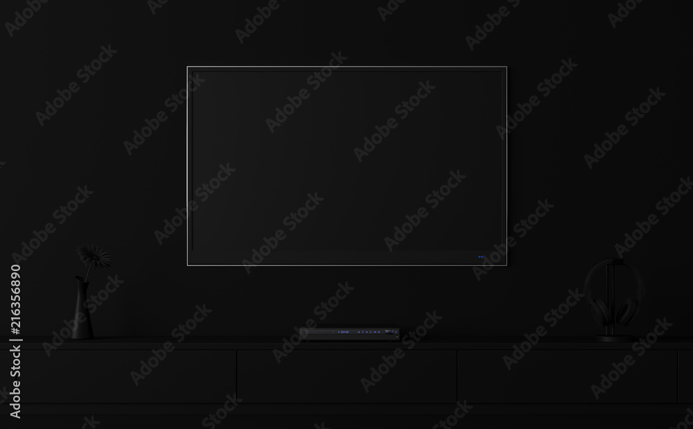 Minimal style image empty tv screen 3d render.There are a mysterious ...