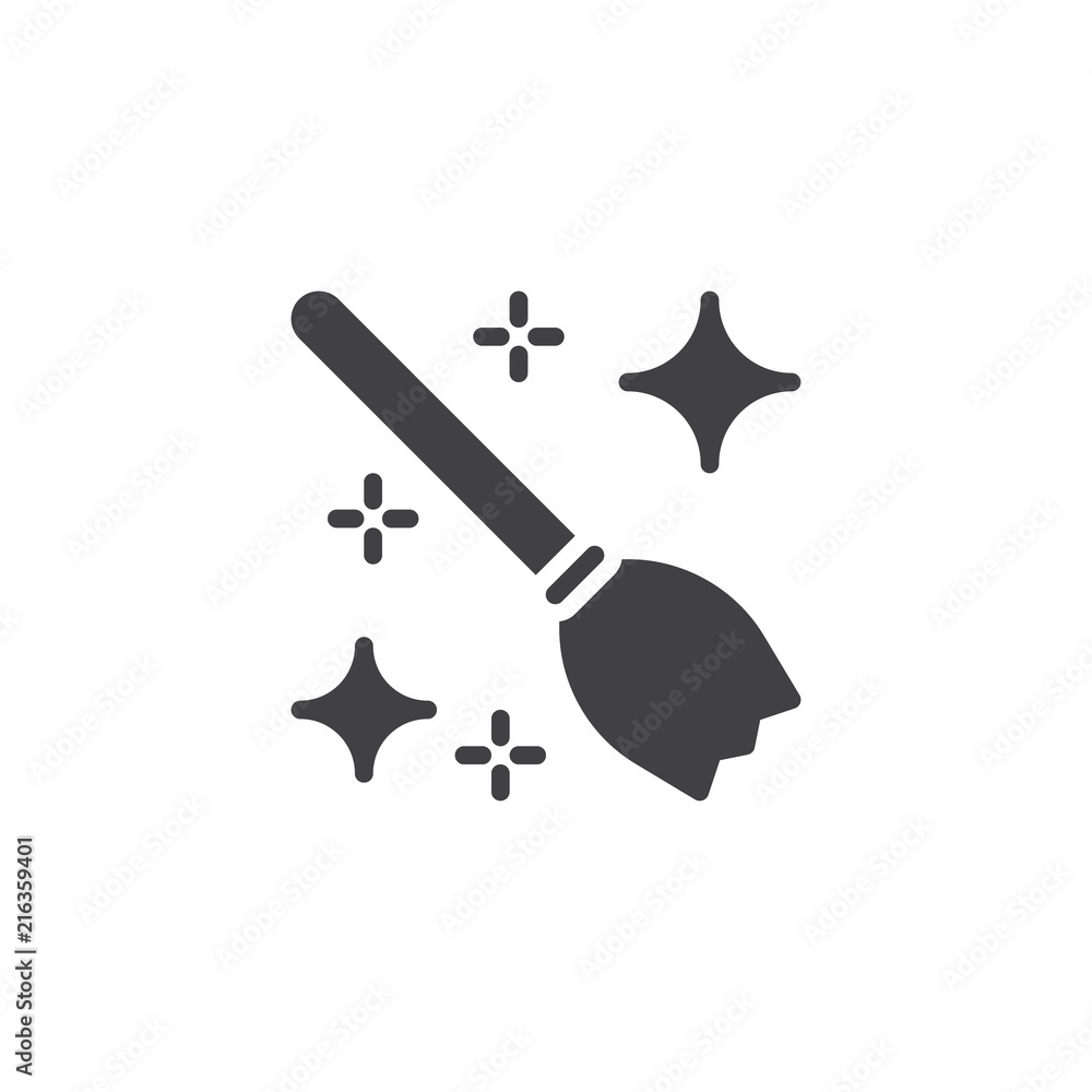 Witch broom vector icon. filled flat sign for mobile concept and web ...