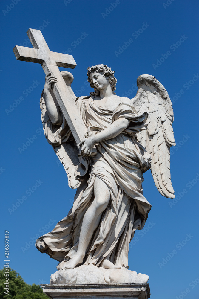 Angel with the cross sculpture by Ercole Ferrata on the Pont Sant ...