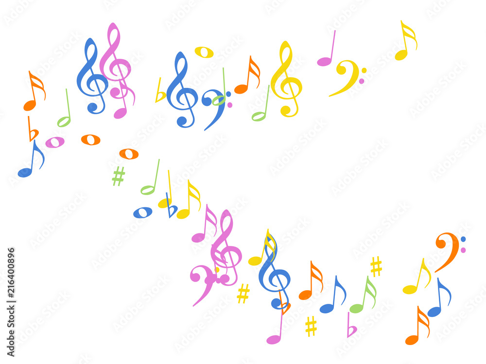 Music Notes Confetti Falling Chaos Vector. Music Symbols Texture Poster ...