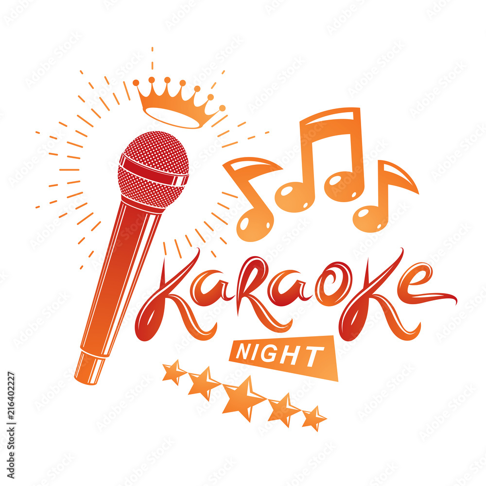 Karaoke night and nightclub discotheque vector invitation leaflet ...