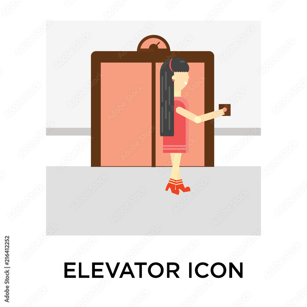 Elevator icon vector sign and symbol isolated on white background ...