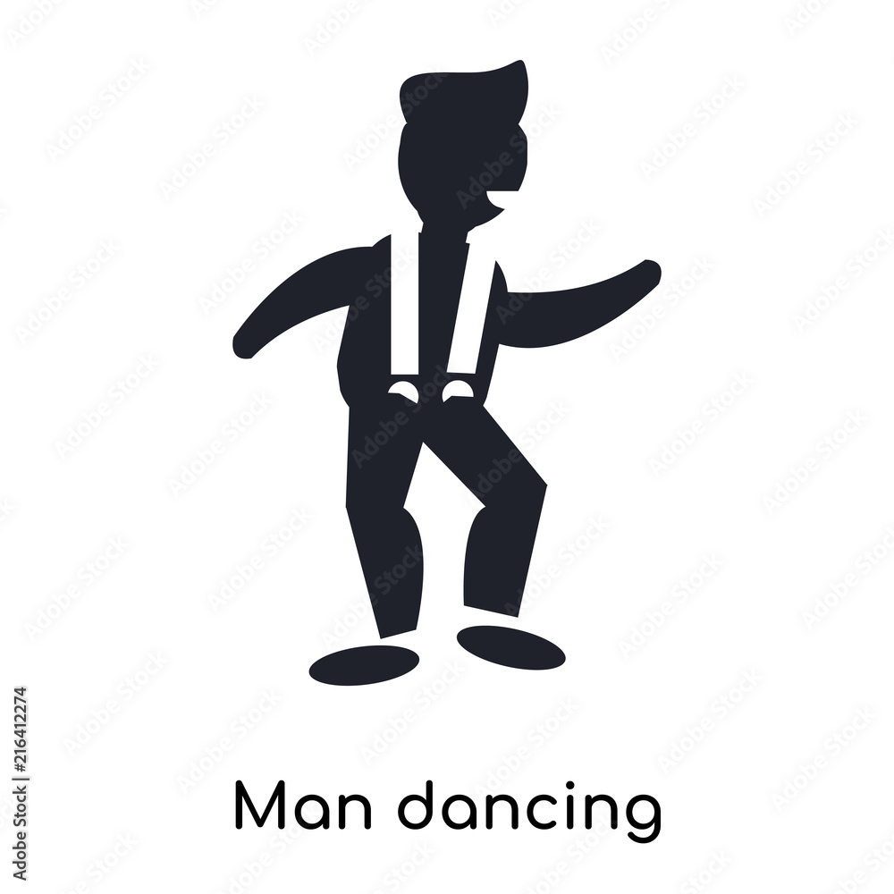 Man dancing silhouette icon vector sign and symbol isolated on white ...