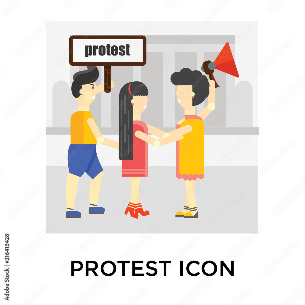 Protest icon vector sign and symbol isolated on white background ...