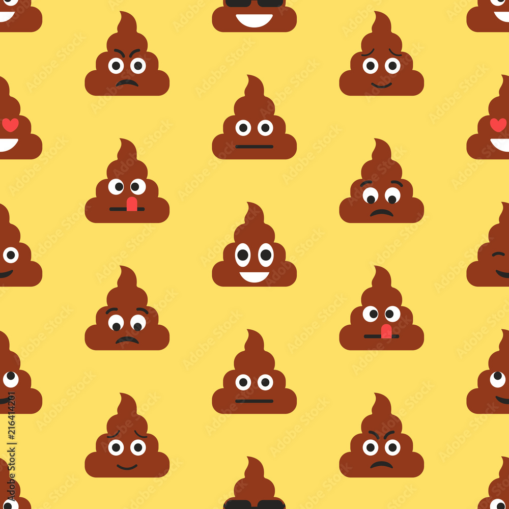 Seamless pattern with poop emojies. Emoticons background. Texture Stock ...