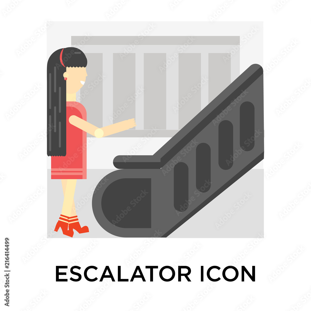 Escalator icon vector sign and symbol isolated on white background ...