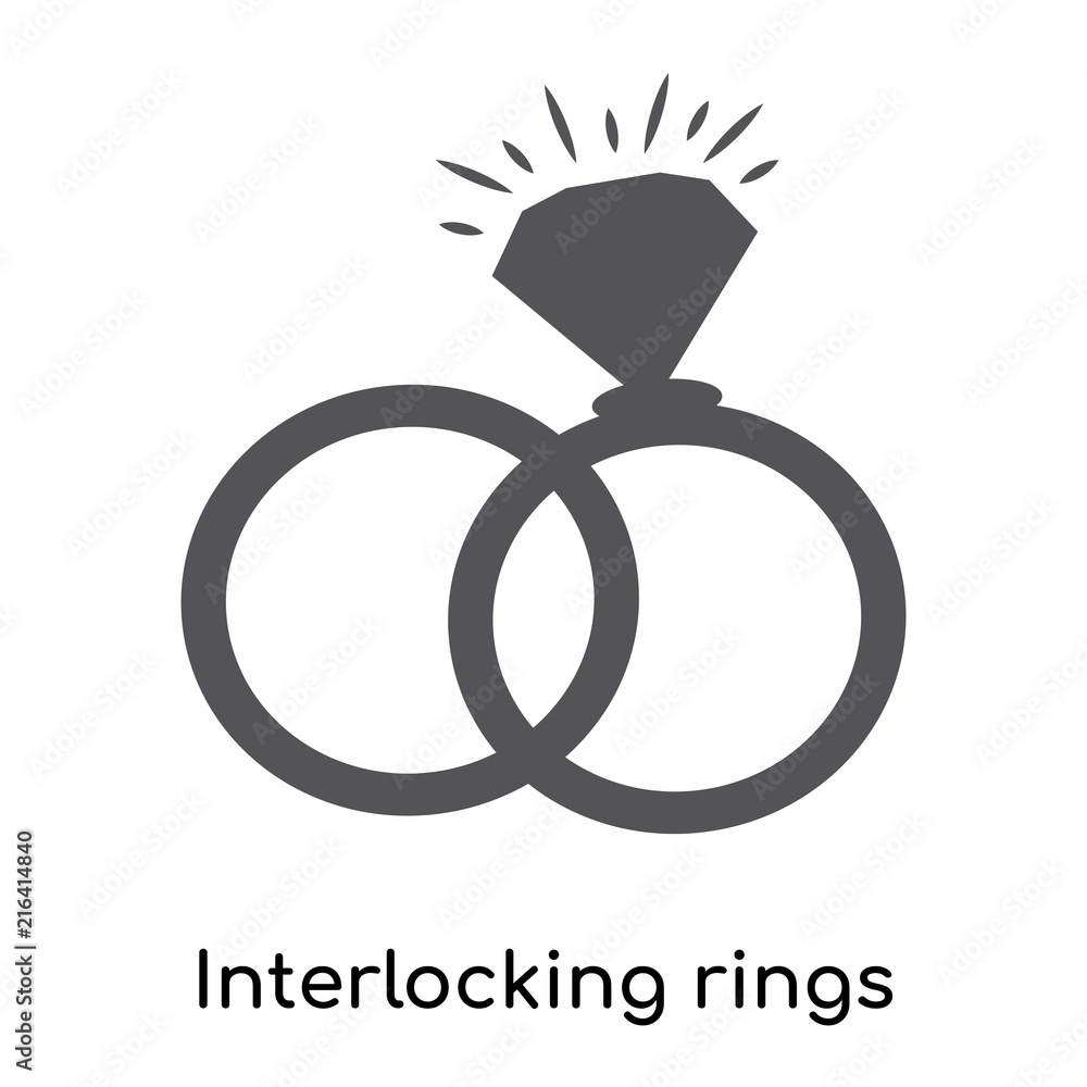 interlocking rings icon isolated on white background. Modern and ...