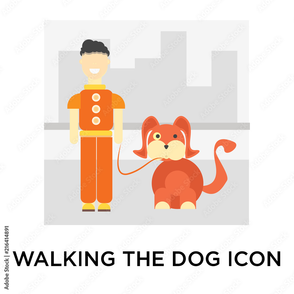 Walking the dog icon vector sign and symbol isolated on white ...