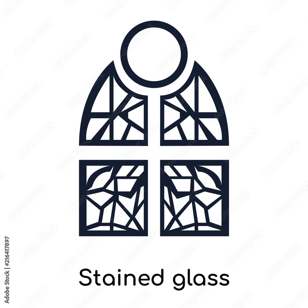 stained glass icons isolated on white background. Modern and editable ...