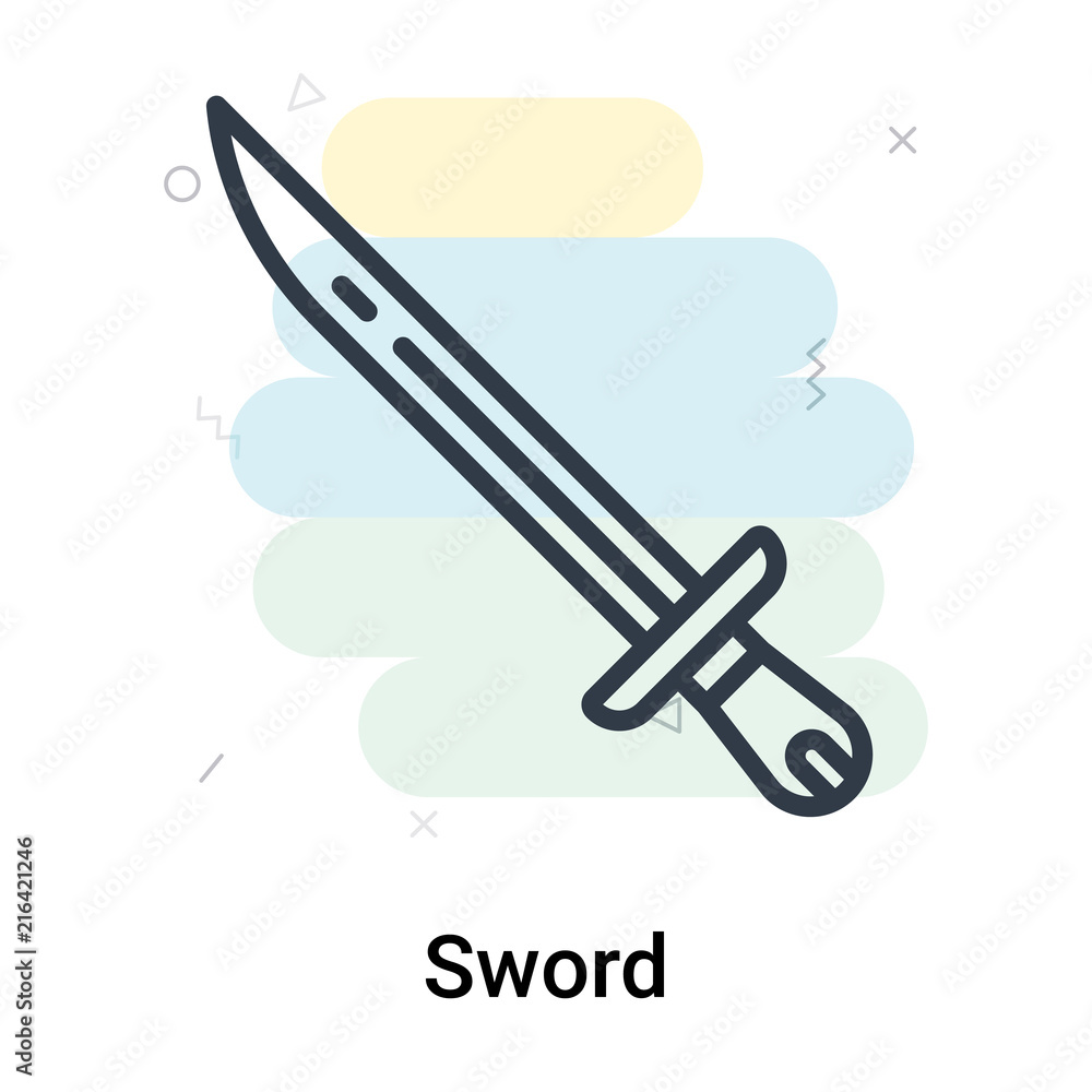 Sword icon vector sign and symbol isolated on white background, Sword ...