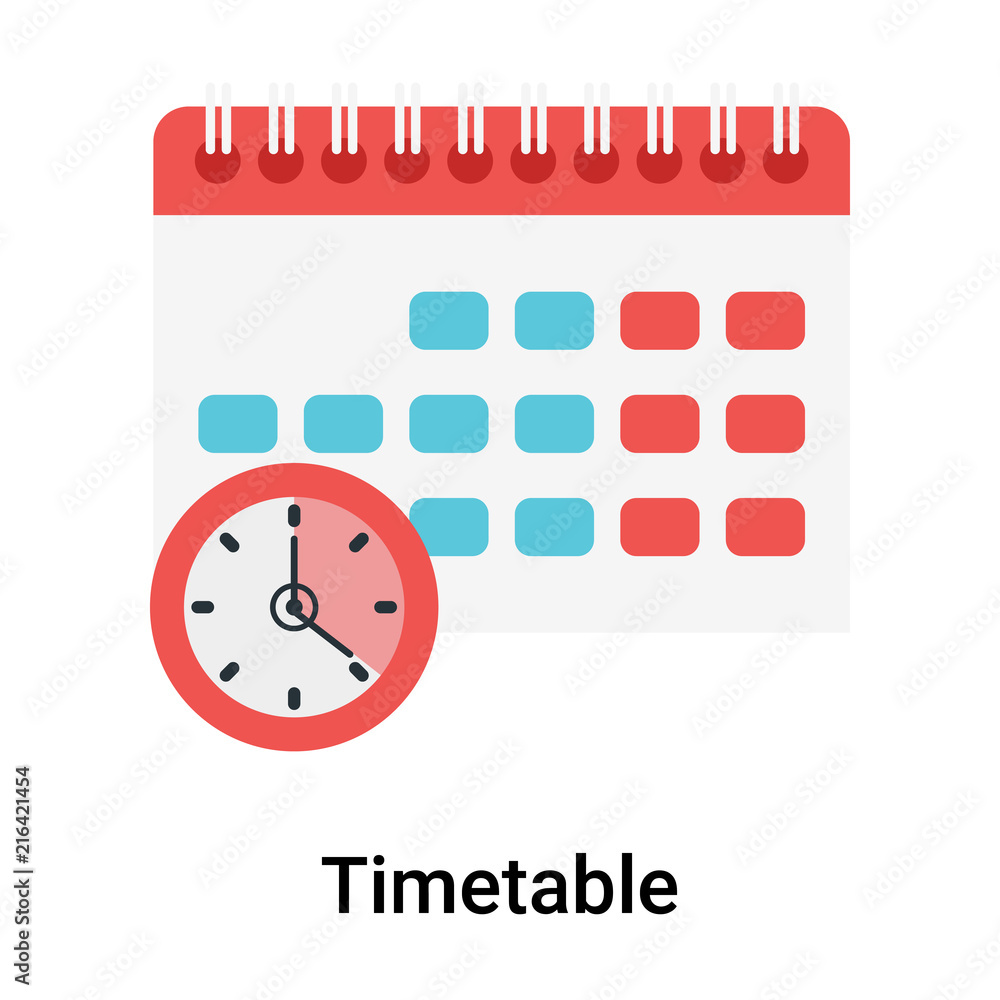 Timetable icon vector sign and symbol isolated on white background ...