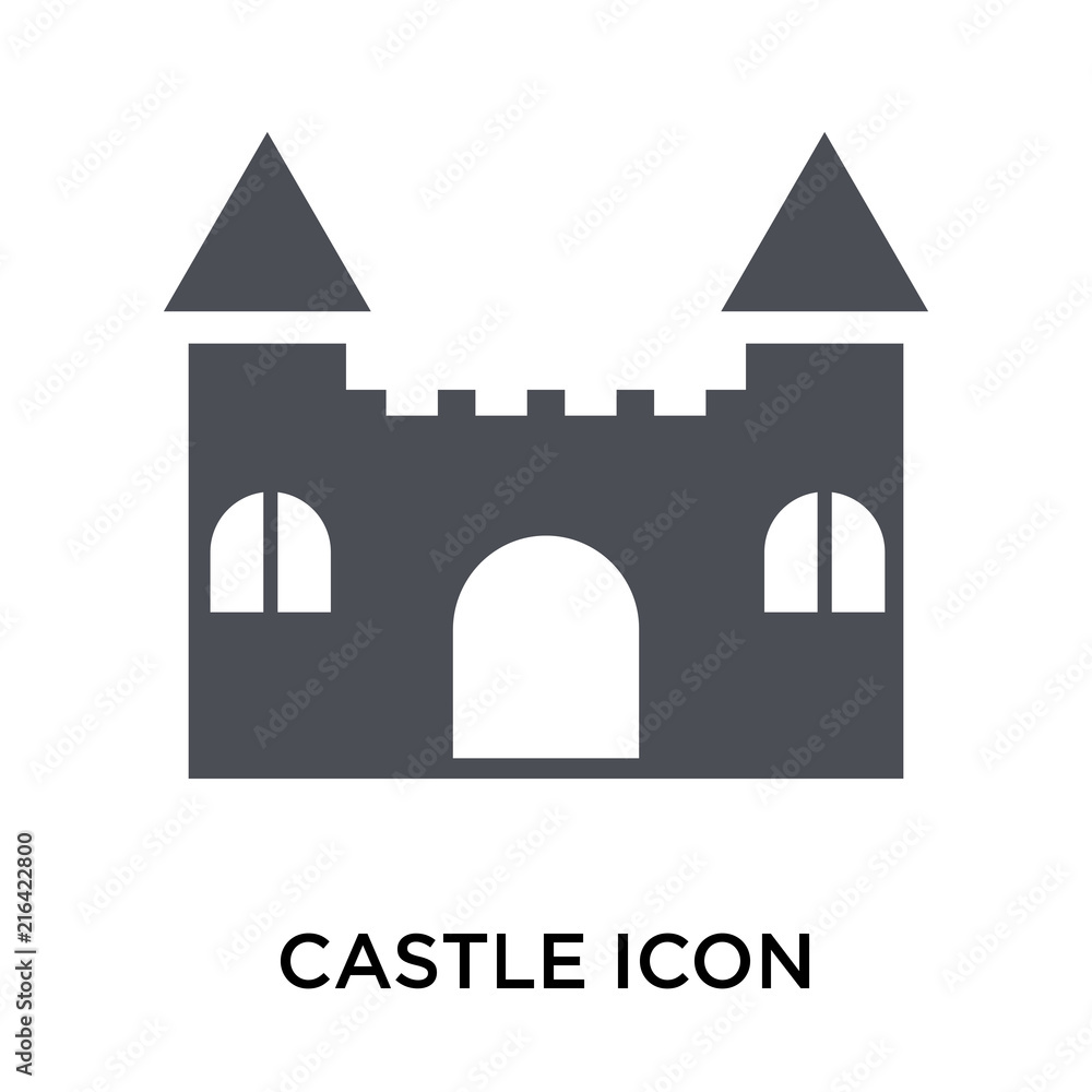 Castle icon vector sign and symbol isolated on white background, Castle ...