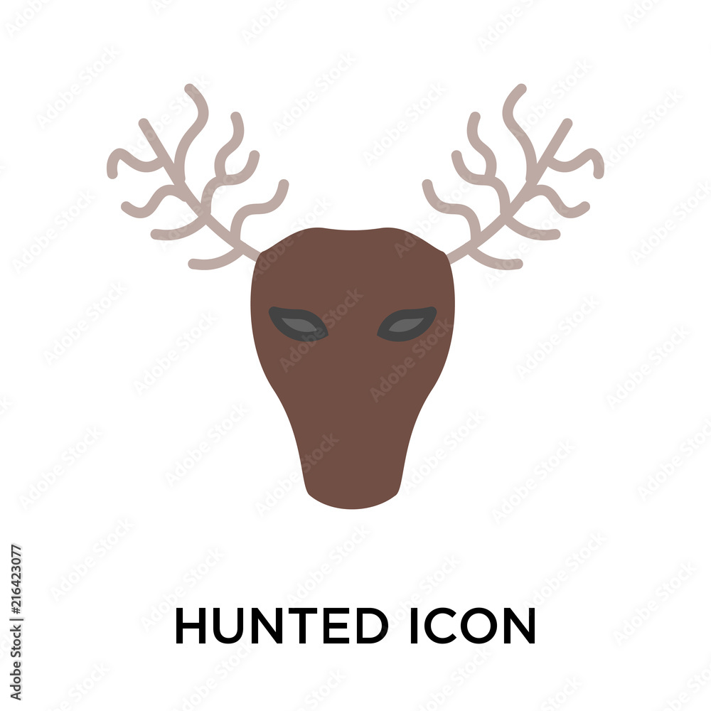 Hunted icon vector sign and symbol isolated on white background, Hunted ...