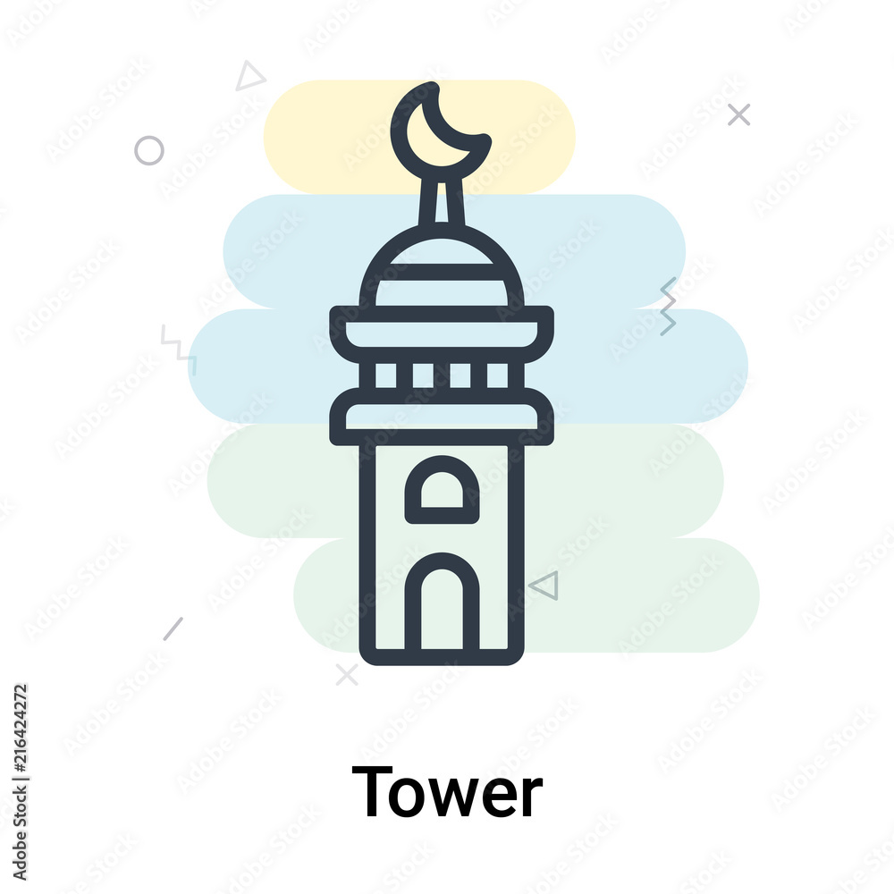 Tower icon vector sign and symbol isolated on white background, Tower ...