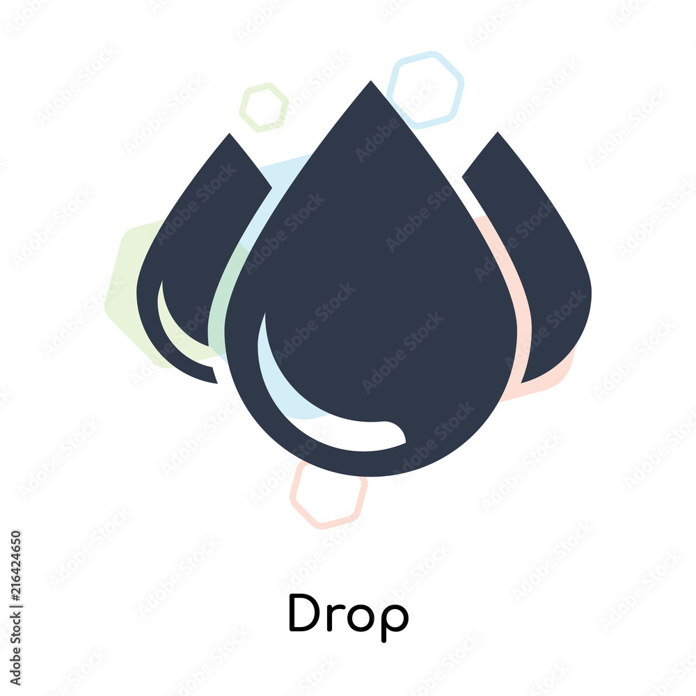 Drop icon vector sign and symbol isolated on white background, Drop ...
