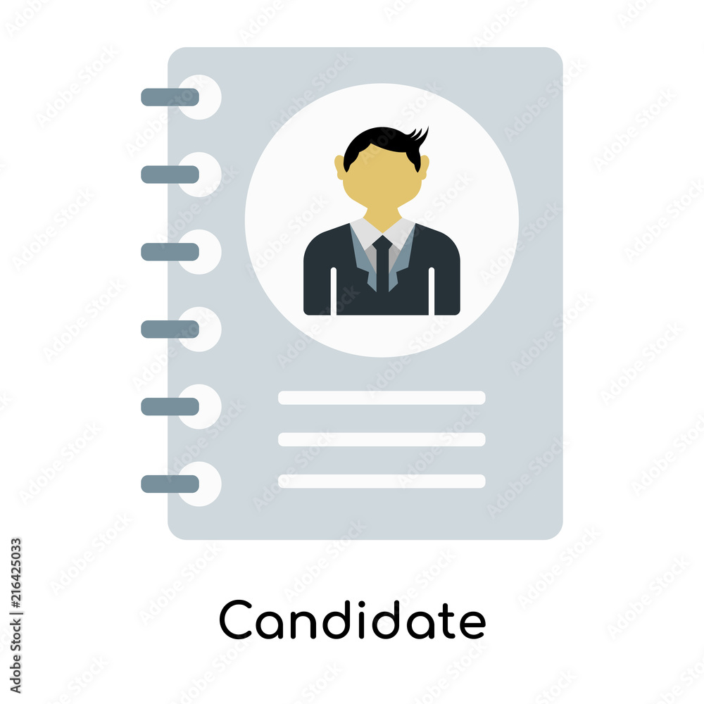 Candidate icon vector sign and symbol isolated on white background ...