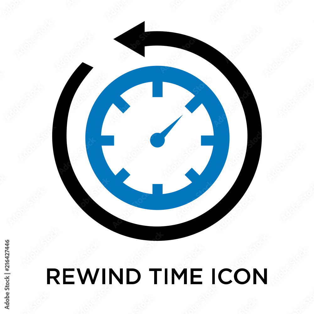 Rewind time icon vector sign and symbol isolated on white background ...