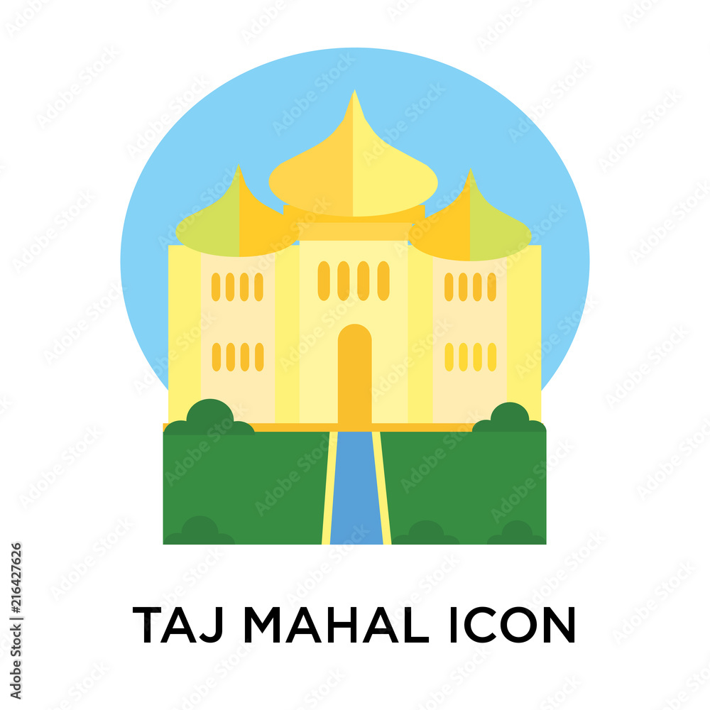 Taj mahal icon vector sign and symbol isolated on white background, Taj ...