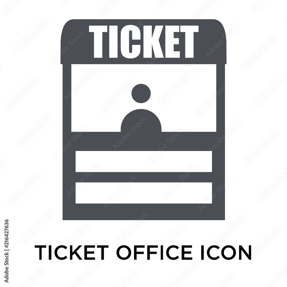Ticket office icon vector sign and symbol isolated on white background ...