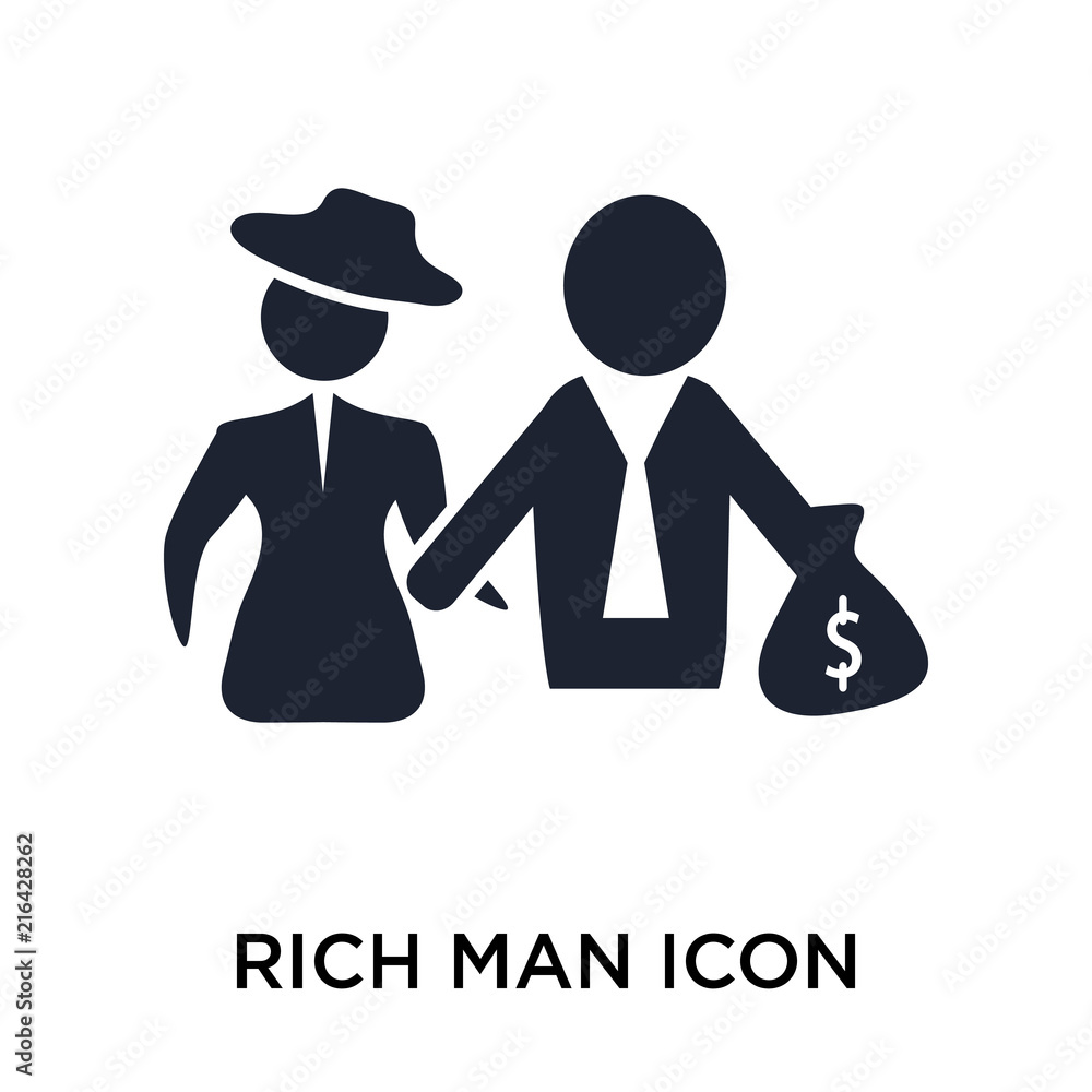 Rich man icon vector sign and symbol isolated on white background, Rich ...