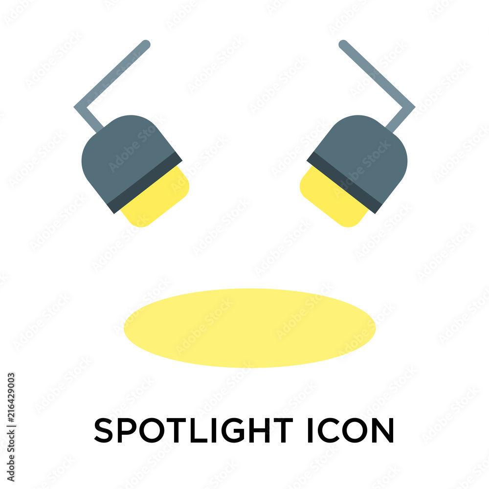Spotlight icon vector sign and symbol isolated on white background ...