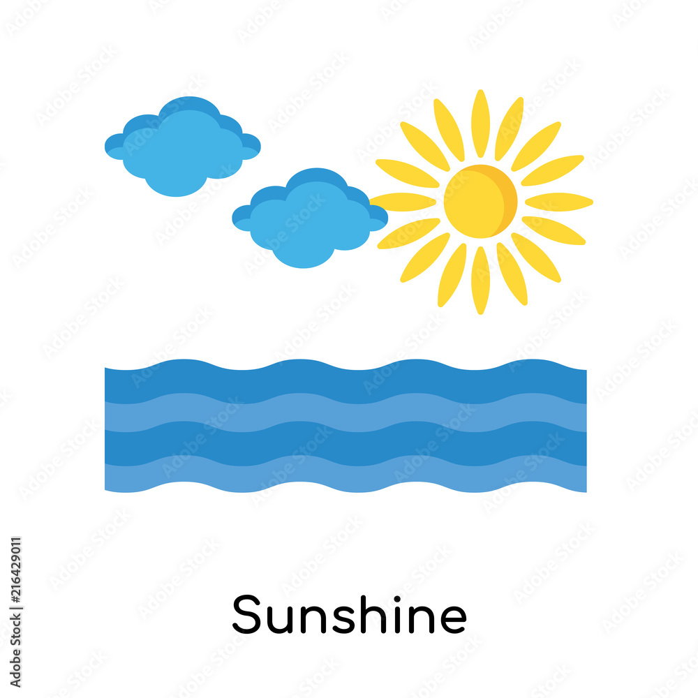 Sunshine icon vector sign and symbol isolated on white background ...