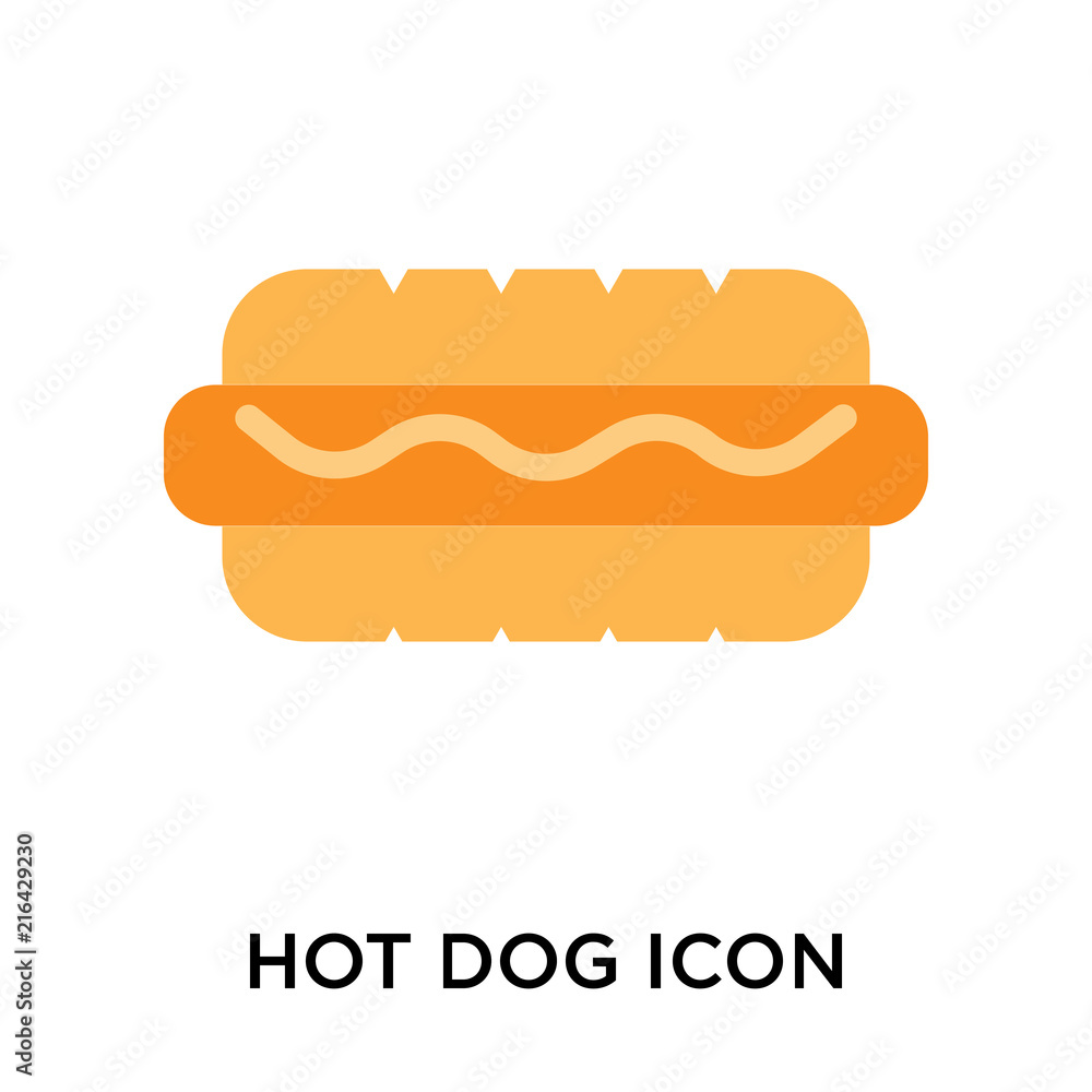 Hot dog icon vector sign and symbol isolated on white background, Hot ...