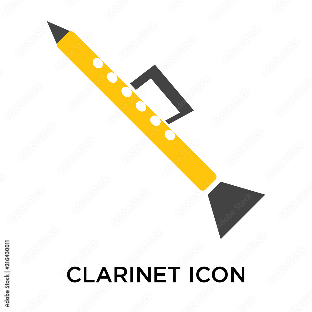 Clarinet icon vector sign and symbol isolated on white background ...