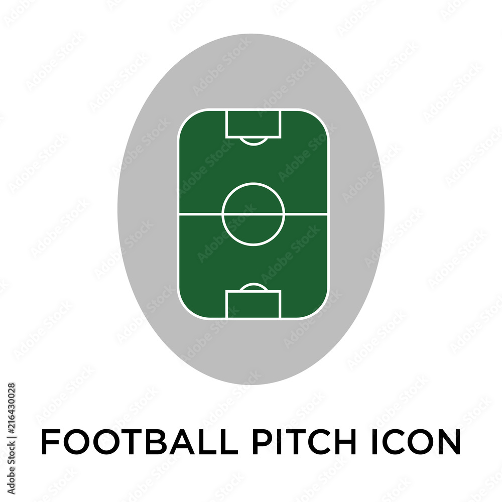 Football pitch icon vector sign and symbol isolated on white background ...